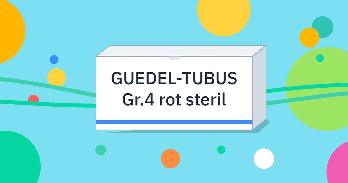 Symbolbild: Packung mit der Aufschrift GUEDEL-TUBUS Gr.4 rot steril (PZN 09511771) – Verfügbarkeit und Bezug in Apotheken in Frankfurt am Main