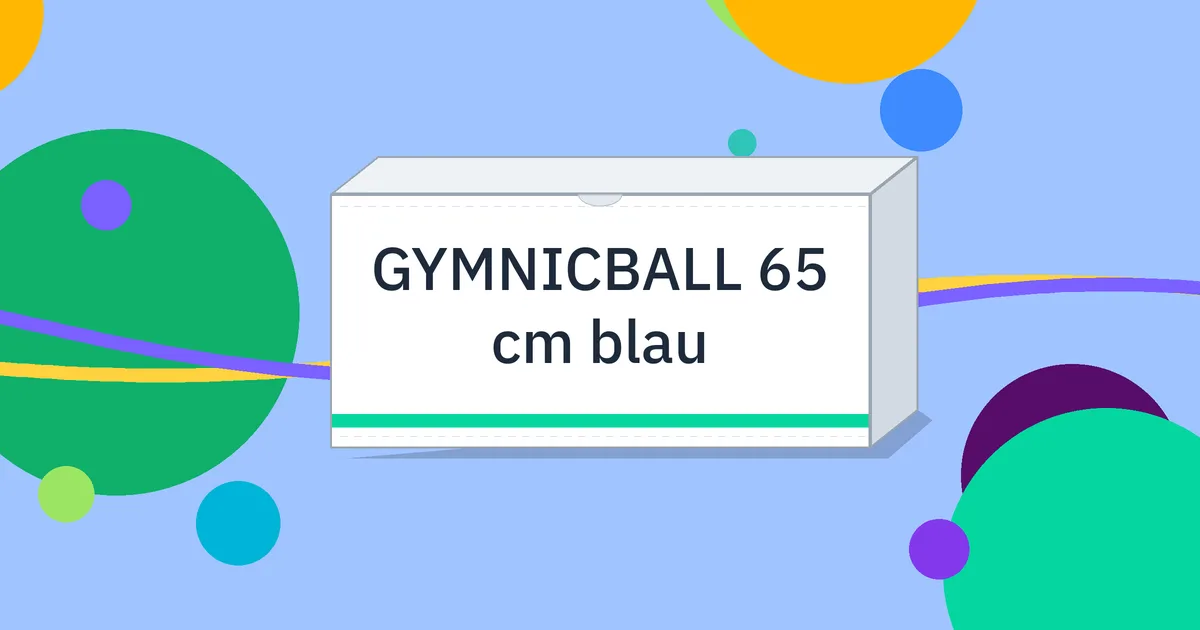 Symbolbild: Packung mit der Aufschrift GYMNICBALL 65 cm blau (PZN 08603838) – Verfügbarkeit und Bezug in Apotheken in Frankfurt am Main