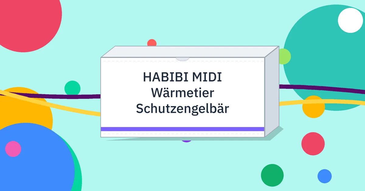 Symbolbild: Packung mit der Aufschrift HABIBI MIDI Wärmetier Schutzengelbär (PZN 15747650) – Verfügbarkeit und Bezug in Apotheken in Frankfurt am Main