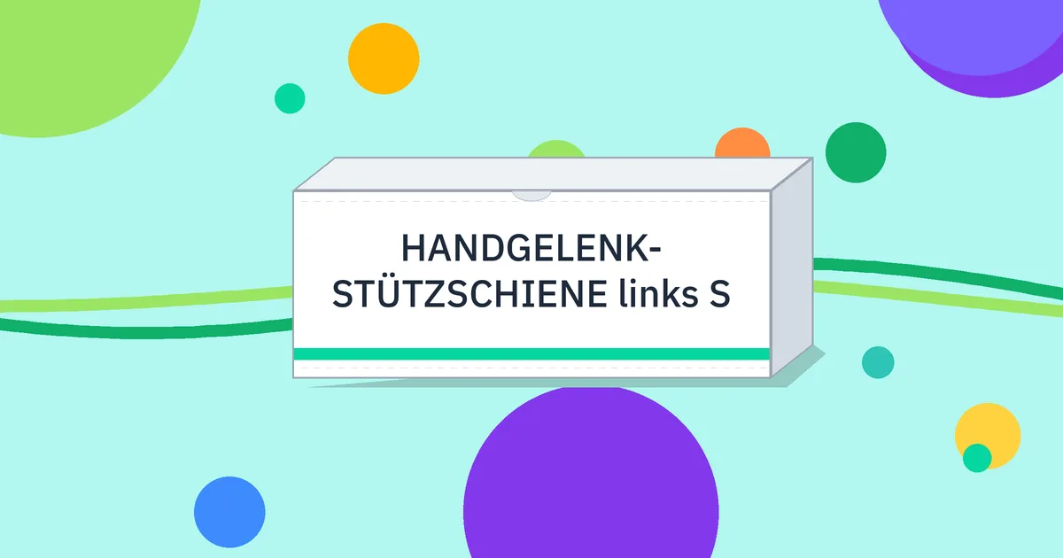 Symbolbild: Packung mit der Aufschrift HANDGELENK-STÜTZSCHIENE links S (PZN 19070233) – Verfügbarkeit und Bezug in Apotheken in Frankfurt am Main