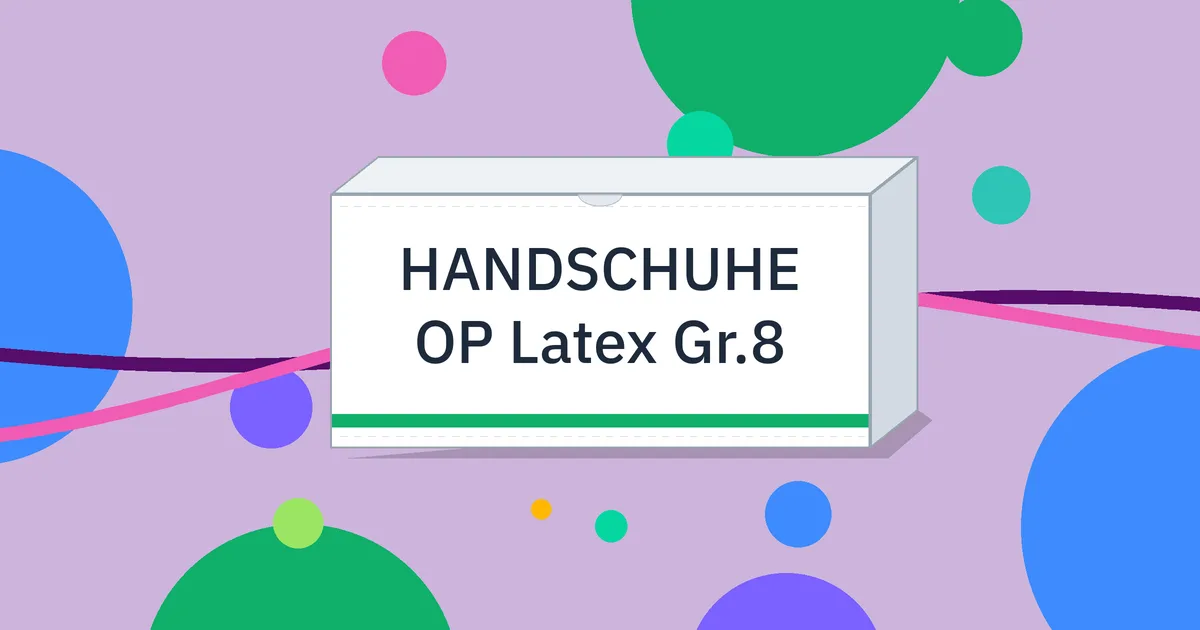 Symbolbild: Packung mit der Aufschrift HANDSCHUHE OP Latex Gr.8 (PZN 01727833) – Verfügbarkeit und Bezug in Apotheken in Frankfurt am Main