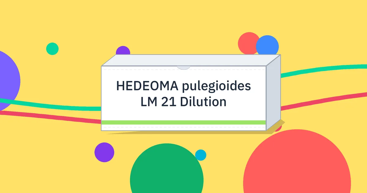 Symbolbild: Packung mit der Aufschrift HEDEOMA pulegioides LM 21 Dilution (PZN 13551262) – Verfügbarkeit und Bezug in Apotheken in Frankfurt am Main