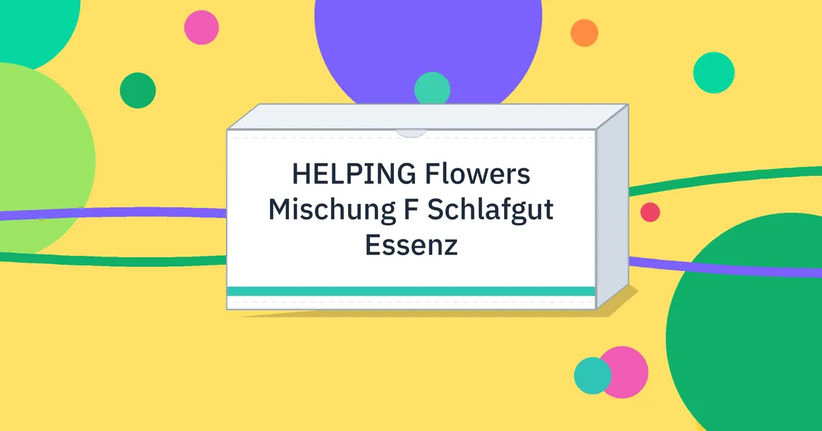 Symbolbild: Packung mit der Aufschrift HELPING Flowers Mischung F Schlafgut Essenz (PZN 12500245) – Verfügbarkeit und Bezug in Apotheken in Frankfurt am Main