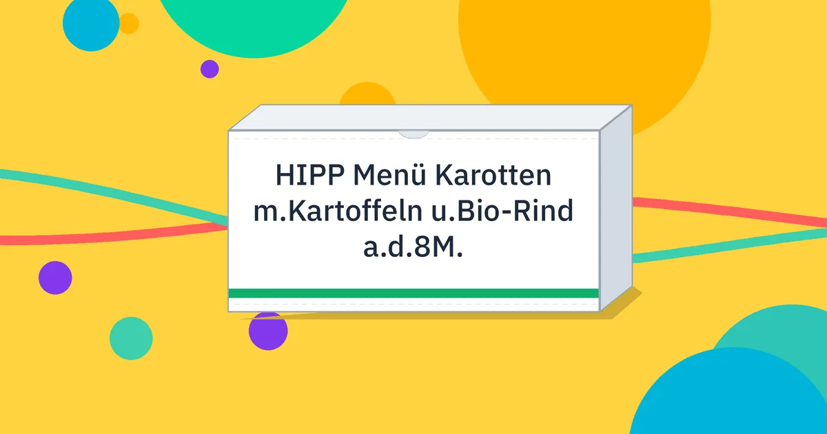 Symbolbild: Packung mit der Aufschrift HIPP Menü Karotten m.Kartoffeln u.Bio-Rind a.d.8M. (PZN 19543269) – Verfügbarkeit und Bezug in Apotheken in Frankfurt am Main