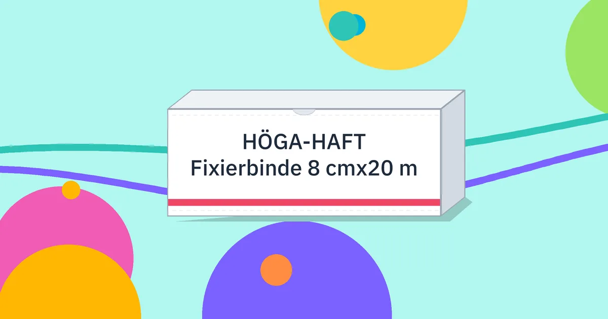Symbolbild: Packung mit der Aufschrift HÖGA-HAFT Fixierbinde 8 cmx20 m (PZN 04977393) – Verfügbarkeit und Bezug in Apotheken in Frankfurt am Main