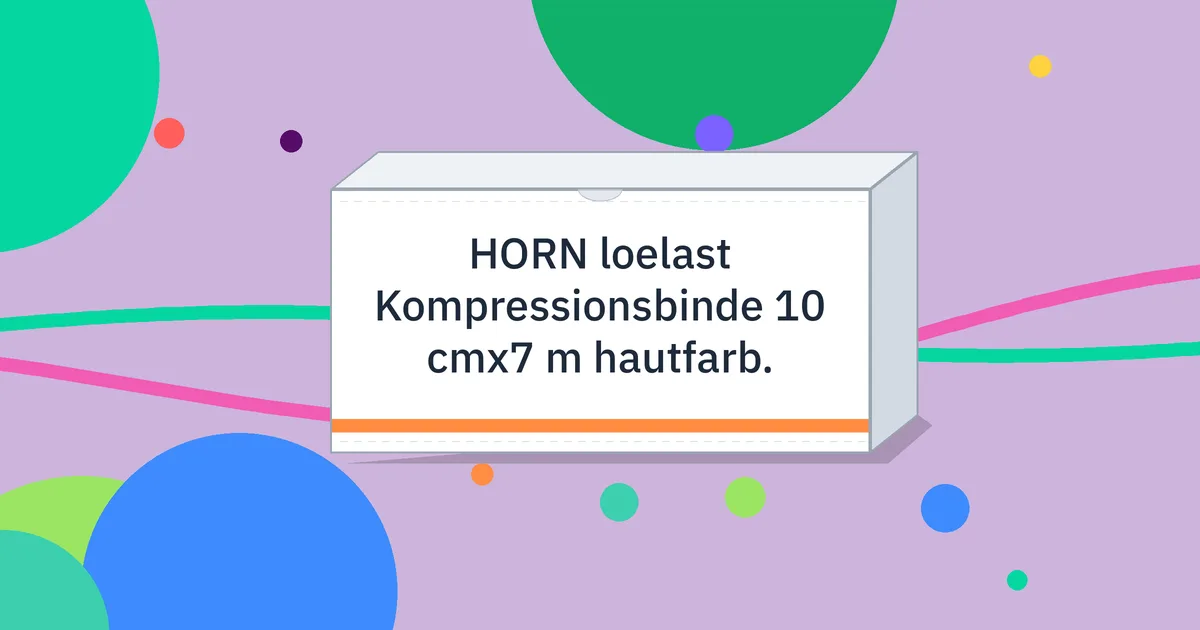 Symbolbild: Packung mit der Aufschrift HORN loelast Kompressionsbinde 10 cmx7 m hautfarb. (PZN 04636367) – Verfügbarkeit und Bezug in Apotheken in Frankfurt am Main
