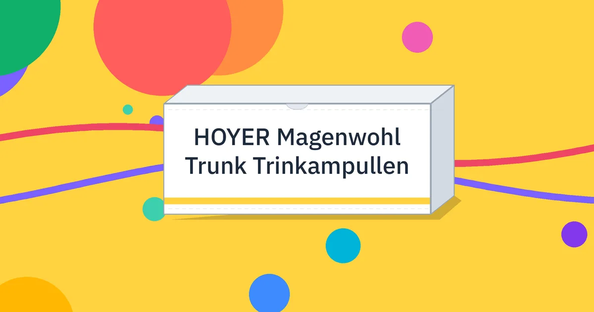 Symbolbild: Packung mit der Aufschrift HOYER Magenwohl Trunk Trinkampullen (PZN 05567622) – Verfügbarkeit und Bezug in Apotheken in Frankfurt am Main