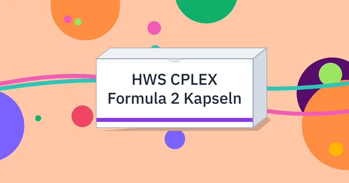 Symbolbild: Packung mit der Aufschrift HWS CPLEX Formula 2 Kapseln (PZN 07224932) – Verfügbarkeit und Bezug in Apotheken in Frankfurt am Main