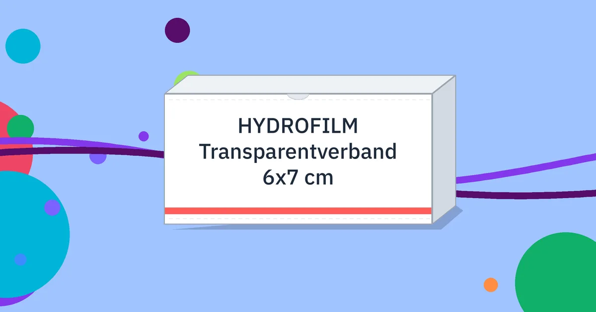 Symbolbild: Packung mit der Aufschrift HYDROFILM Transparentverband 6x7 cm (PZN 00688700) – Verfügbarkeit und Bezug in Apotheken in Frankfurt am Main