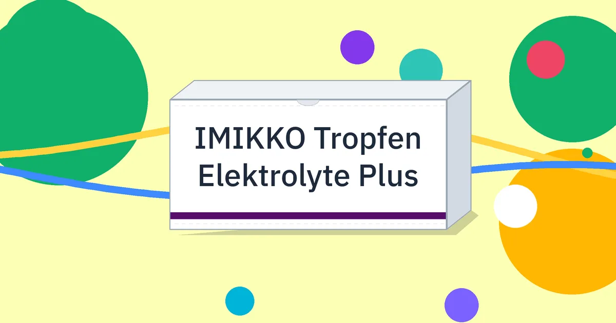 Symbolbild: Packung mit der Aufschrift IMIKKO Tropfen Elektrolyte Plus (PZN 20368512) – Verfügbarkeit und Bezug in Apotheken in Frankfurt am Main