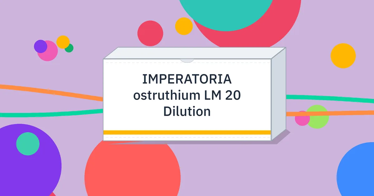Symbolbild: Packung mit der Aufschrift IMPERATORIA ostruthium LM 20 Dilution (PZN 13559157) – Verfügbarkeit und Bezug in Apotheken in Frankfurt am Main