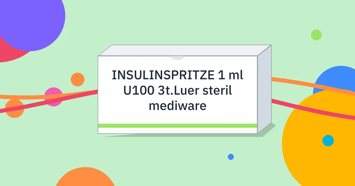 Symbolbild: Packung mit der Aufschrift INSULINSPRITZE 1 ml U100 3t.Luer steril mediware (PZN 15195481) – Verfügbarkeit und Bezug in Apotheken in Frankfurt am Main
