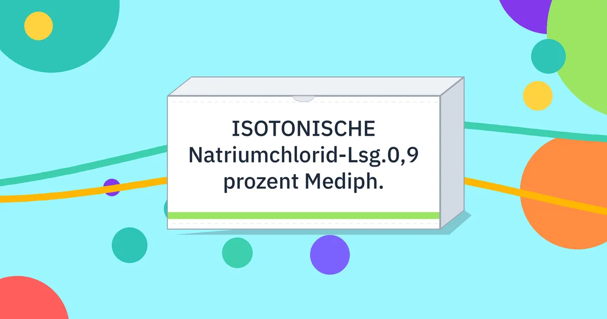 Symbolbild: Packung mit der Aufschrift ISOTONISCHE Natriumchlorid-Lsg.0,9 prozent Mediph. (PZN 19392267) – Verfügbarkeit und Bezug in Apotheken in Frankfurt am Main