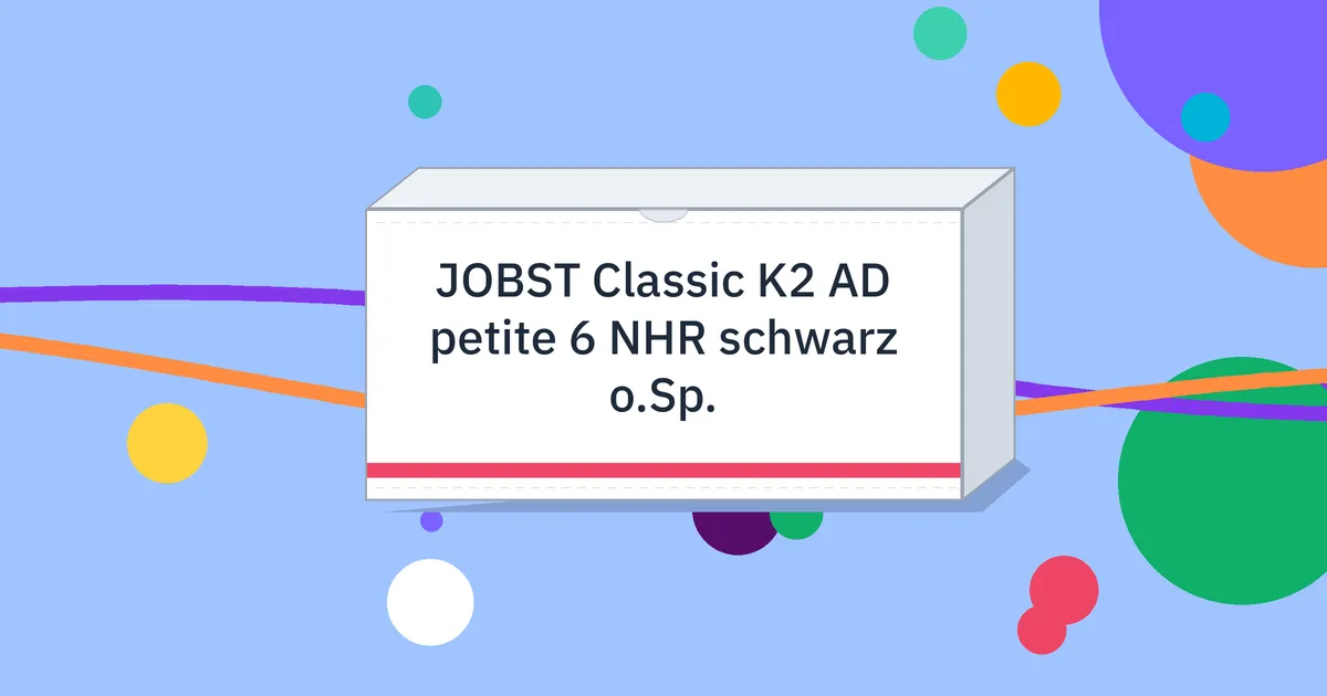 Symbolbild: Packung mit der Aufschrift JOBST Classic K2 AD petite 6 NHR schwarz o.Sp. (PZN 13061523) – Verfügbarkeit und Bezug in Apotheken in Frankfurt am Main