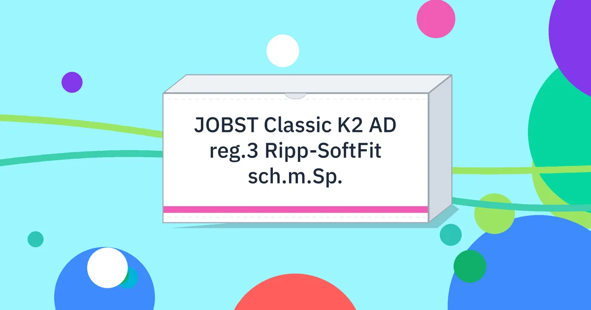 Symbolbild: Packung mit der Aufschrift JOBST Classic K2 AD reg.3 Ripp-SoftFit sch.m.Sp. (PZN 14222299) – Verfügbarkeit und Bezug in Apotheken in Frankfurt am Main