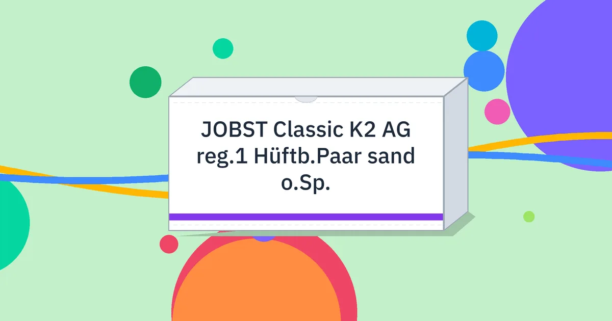 Symbolbild: Packung mit der Aufschrift JOBST Classic K2 AG reg.1 Hüftb.Paar sand o.Sp. (PZN 13066762) – Verfügbarkeit und Bezug in Apotheken in Frankfurt am Main