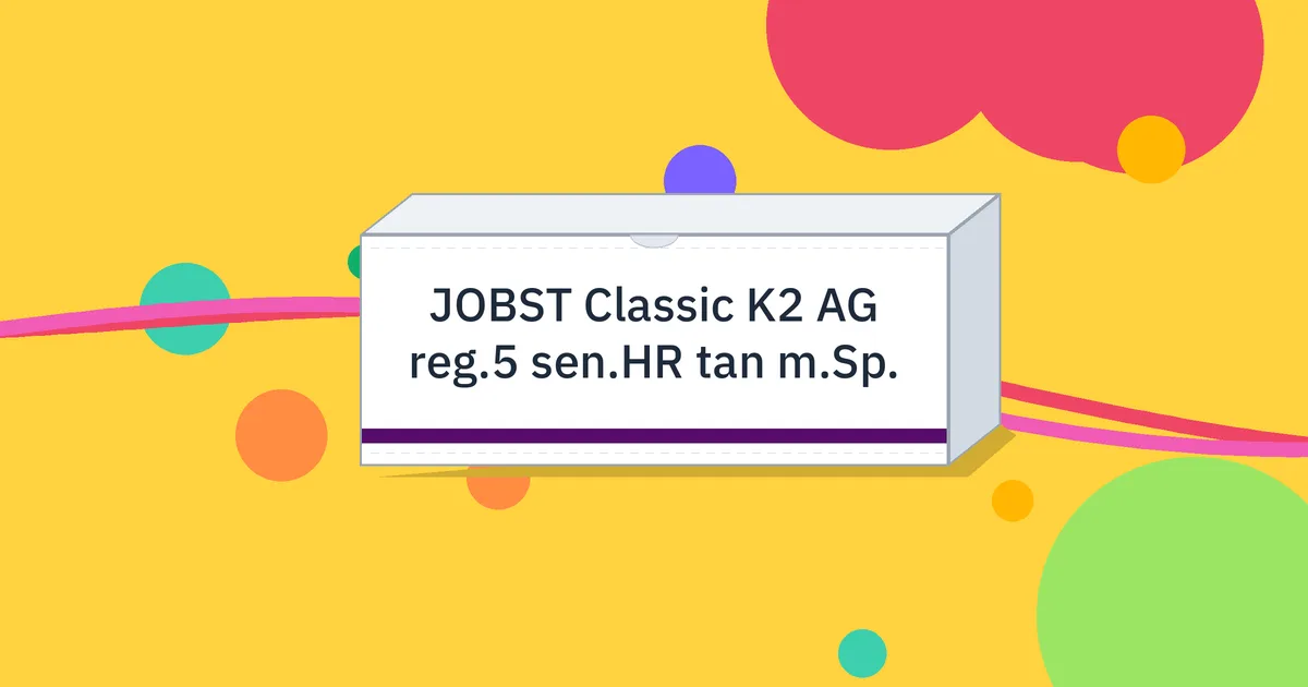 Symbolbild: Packung mit der Aufschrift JOBST Classic K2 AG reg.5 sen.HR tan m.Sp. (PZN 17960299) – Verfügbarkeit und Bezug in Apotheken in Frankfurt am Main