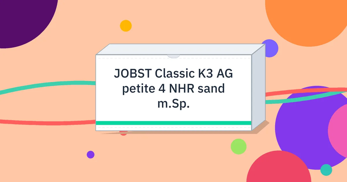 Symbolbild: Packung mit der Aufschrift JOBST Classic K3 AG petite 4 NHR sand m.Sp. (PZN 13072567) – Verfügbarkeit und Bezug in Apotheken in Frankfurt am Main