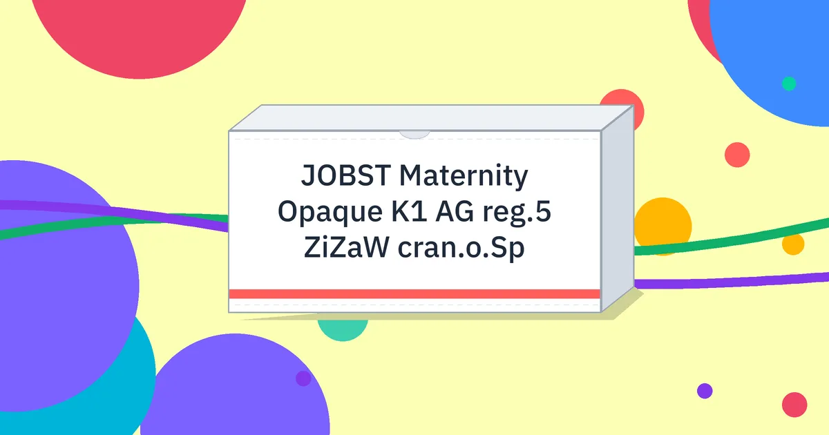 Symbolbild: Packung mit der Aufschrift JOBST Maternity Opaque K1 AG reg.5 ZiZaW cran.o.Sp (PZN 15857108) – Verfügbarkeit und Bezug in Apotheken in Frankfurt am Main