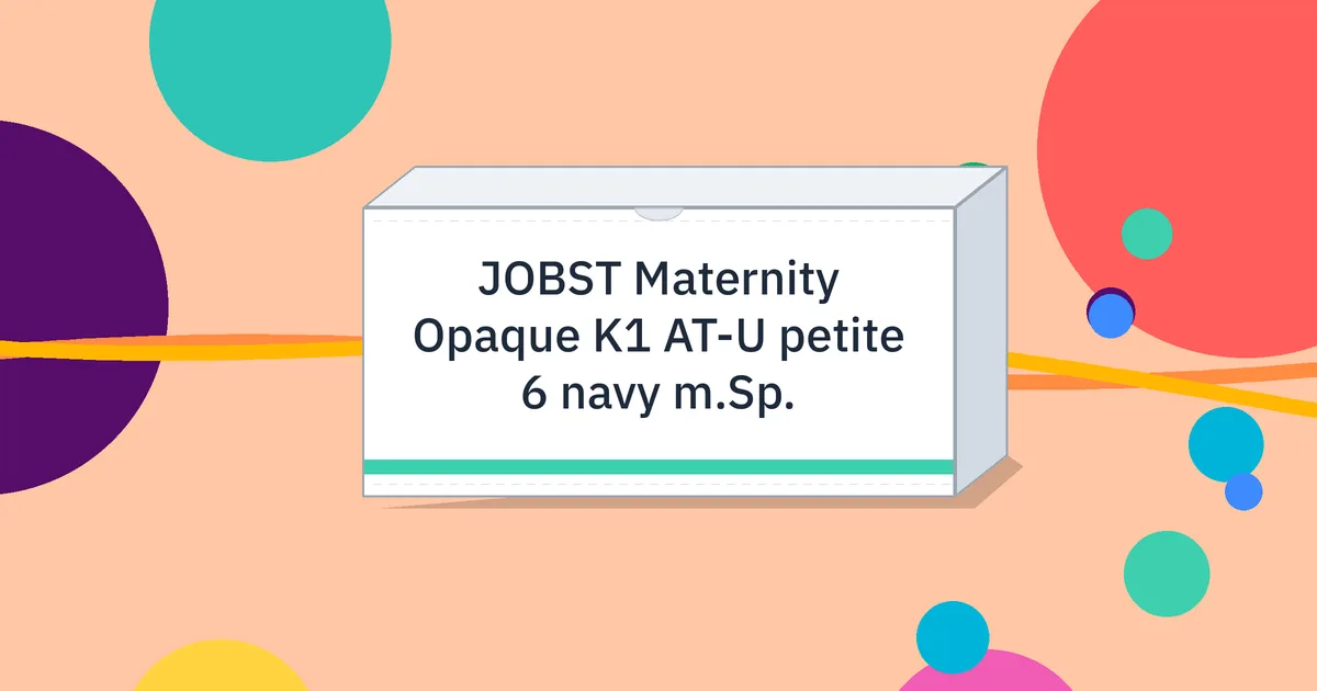 Symbolbild: Packung mit der Aufschrift JOBST Maternity Opaque K1 AT-U petite 6 navy m.Sp. (PZN 15860151) – Verfügbarkeit und Bezug in Apotheken in Frankfurt am Main