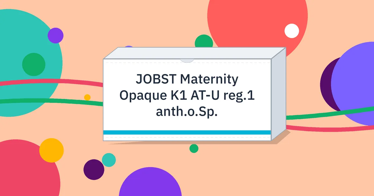 Symbolbild: Packung mit der Aufschrift JOBST Maternity Opaque K1 AT-U reg.1 anth.o.Sp. (PZN 15855167) – Verfügbarkeit und Bezug in Apotheken in Frankfurt am Main