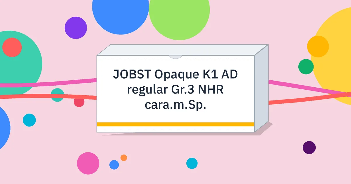 Symbolbild: Packung mit der Aufschrift JOBST Opaque K1 AD regular Gr.3 NHR cara.m.Sp. (PZN 13081170) – Verfügbarkeit und Bezug in Apotheken in Frankfurt am Main