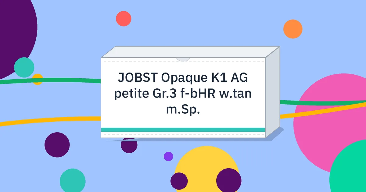 Symbolbild: Packung mit der Aufschrift JOBST Opaque K1 AG petite Gr.3 f-bHR w.tan m.Sp. (PZN 16269997) – Verfügbarkeit und Bezug in Apotheken in Frankfurt am Main