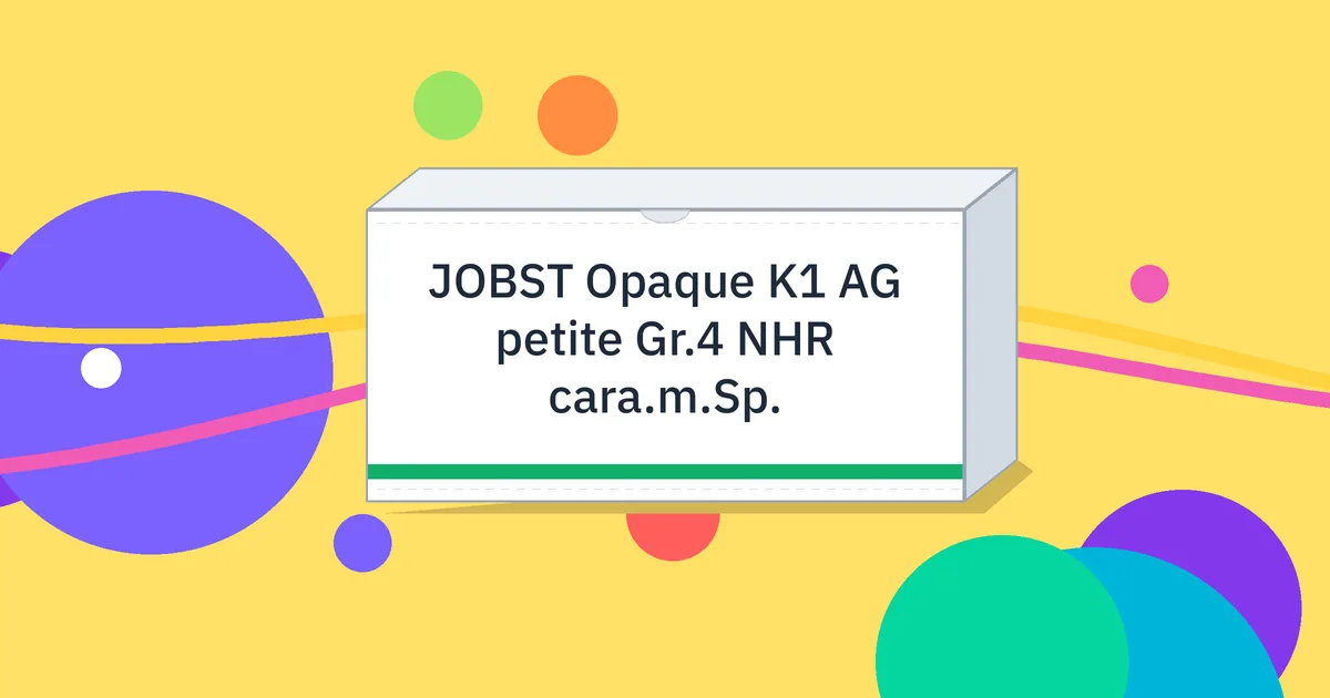 Symbolbild: Packung mit der Aufschrift JOBST Opaque K1 AG petite Gr.4 NHR cara.m.Sp. (PZN 13084352) – Verfügbarkeit und Bezug in Apotheken in Frankfurt am Main