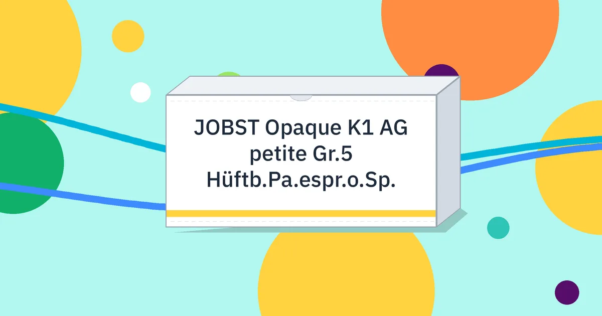 Symbolbild: Packung mit der Aufschrift JOBST Opaque K1 AG petite Gr.5 Hüftb.Pa.espr.o.Sp. (PZN 16273958) – Verfügbarkeit und Bezug in Apotheken in Frankfurt am Main
