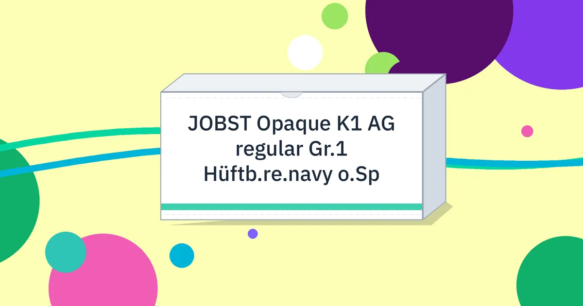 Symbolbild: Packung mit der Aufschrift JOBST Opaque K1 AG regular Gr.1 Hüftb.re.navy o.Sp (PZN 13101530) – Verfügbarkeit und Bezug in Apotheken in Frankfurt am Main