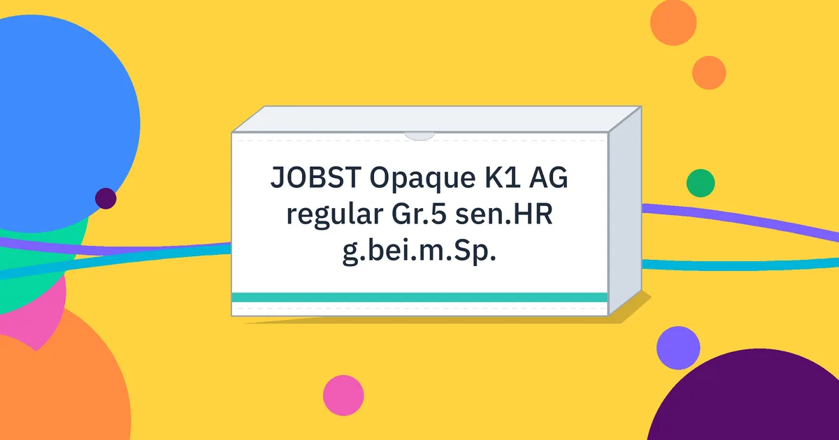 Symbolbild: Packung mit der Aufschrift JOBST Opaque K1 AG regular Gr.5 sen.HR g.bei.m.Sp. (PZN 16265841) – Verfügbarkeit und Bezug in Apotheken in Frankfurt am Main