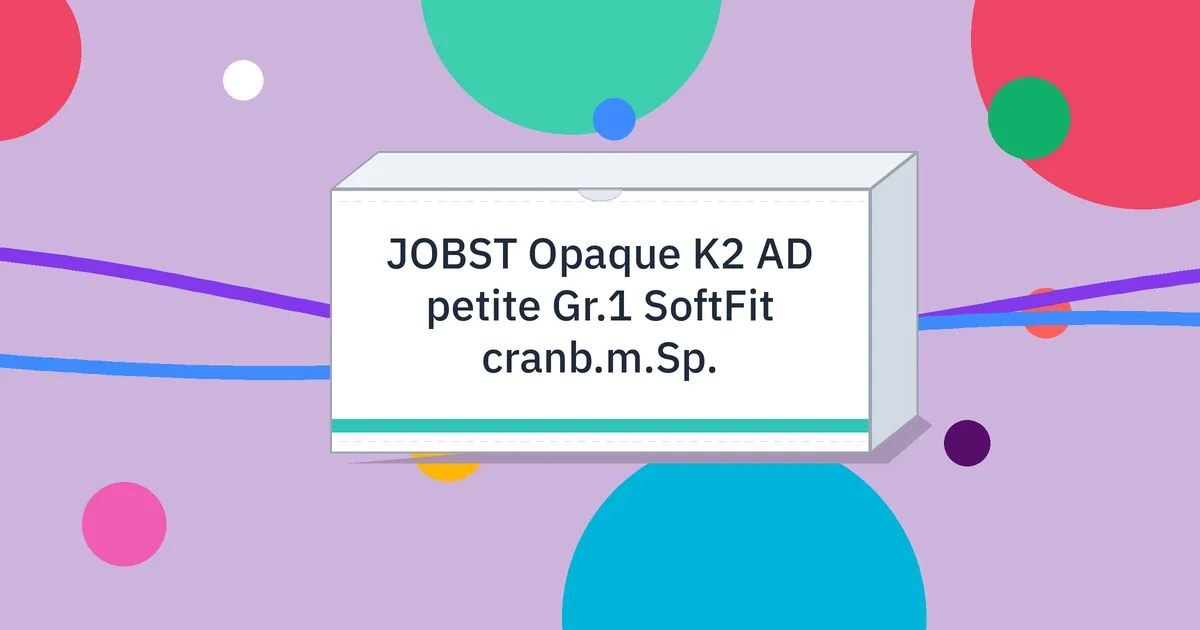 Symbolbild: Packung mit der Aufschrift JOBST Opaque K2 AD petite Gr.1 SoftFit cranb.m.Sp. (PZN 13109218) – Verfügbarkeit und Bezug in Apotheken in Frankfurt am Main