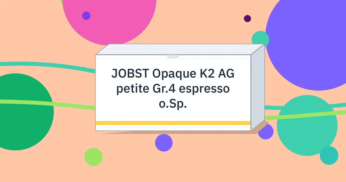 Symbolbild: Packung mit der Aufschrift JOBST Opaque K2 AG petite Gr.4 espresso o.Sp. (PZN 16285536) – Verfügbarkeit und Bezug in Apotheken in Frankfurt am Main
