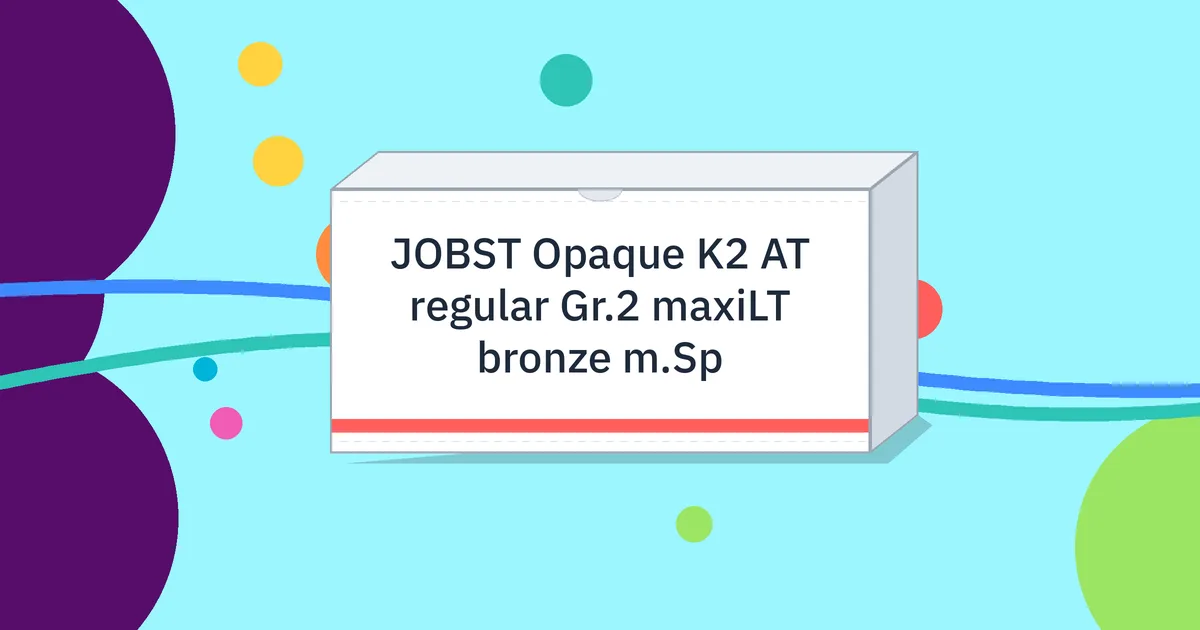Symbolbild: Packung mit der Aufschrift JOBST Opaque K2 AT regular Gr.2 maxiLT bronze m.Sp (PZN 13121320) – Verfügbarkeit und Bezug in Apotheken in Frankfurt am Main