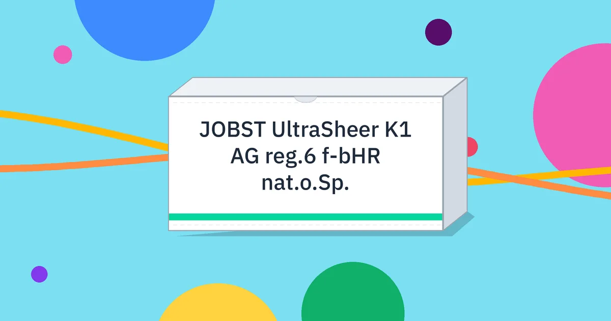 Symbolbild: Packung mit der Aufschrift JOBST UltraSheer K1 AG reg.6 f-bHR nat.o.Sp. (PZN 13134647) – Verfügbarkeit und Bezug in Apotheken in Frankfurt am Main