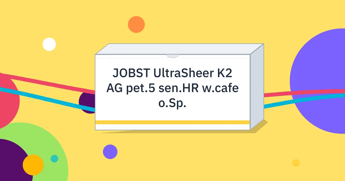 Symbolbild: Packung mit der Aufschrift JOBST UltraSheer K2 AG pet.5 sen.HR w.cafe o.Sp. (PZN 13143391) – Verfügbarkeit und Bezug in Apotheken in Frankfurt am Main