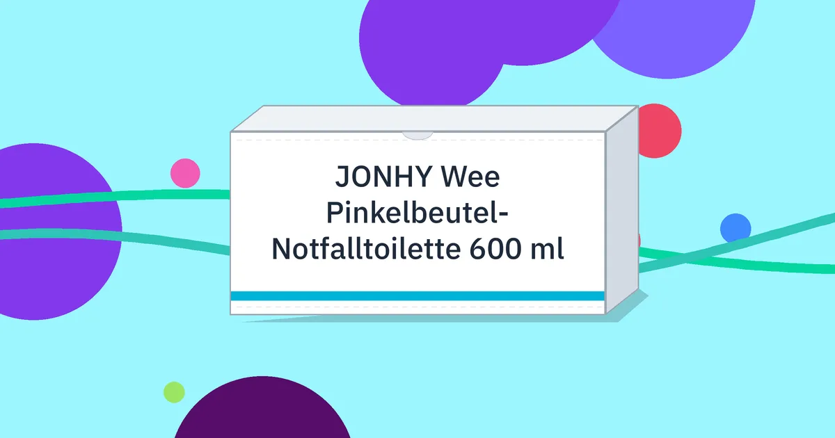 Symbolbild: Packung mit der Aufschrift JONHY Wee Pinkelbeutel-Notfalltoilette 600 ml (PZN 16924261) – Verfügbarkeit und Bezug in Apotheken in Frankfurt am Main