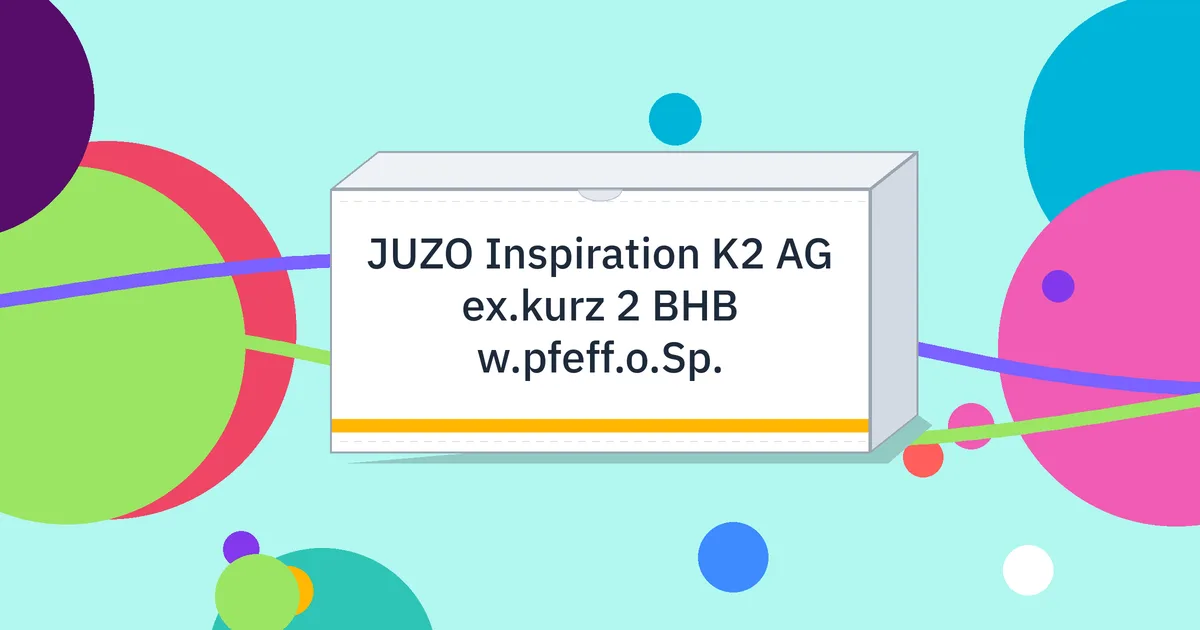 Symbolbild: Packung mit der Aufschrift JUZO Inspiration K2 AG ex.kurz 2 BHB w.pfeff.o.Sp. (PZN 14851747) – Verfügbarkeit und Bezug in Apotheken in Frankfurt am Main
