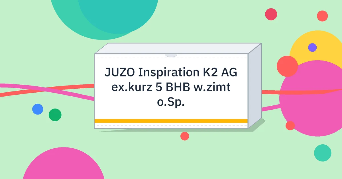 Symbolbild: Packung mit der Aufschrift JUZO Inspiration K2 AG ex.kurz 5 BHB w.zimt o.Sp. (PZN 14851859) – Verfügbarkeit und Bezug in Apotheken in Frankfurt am Main