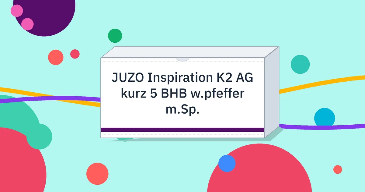 Symbolbild: Packung mit der Aufschrift JUZO Inspiration K2 AG kurz 5 BHB w.pfeffer m.Sp. (PZN 14849816) – Verfügbarkeit und Bezug in Apotheken in Frankfurt am Main