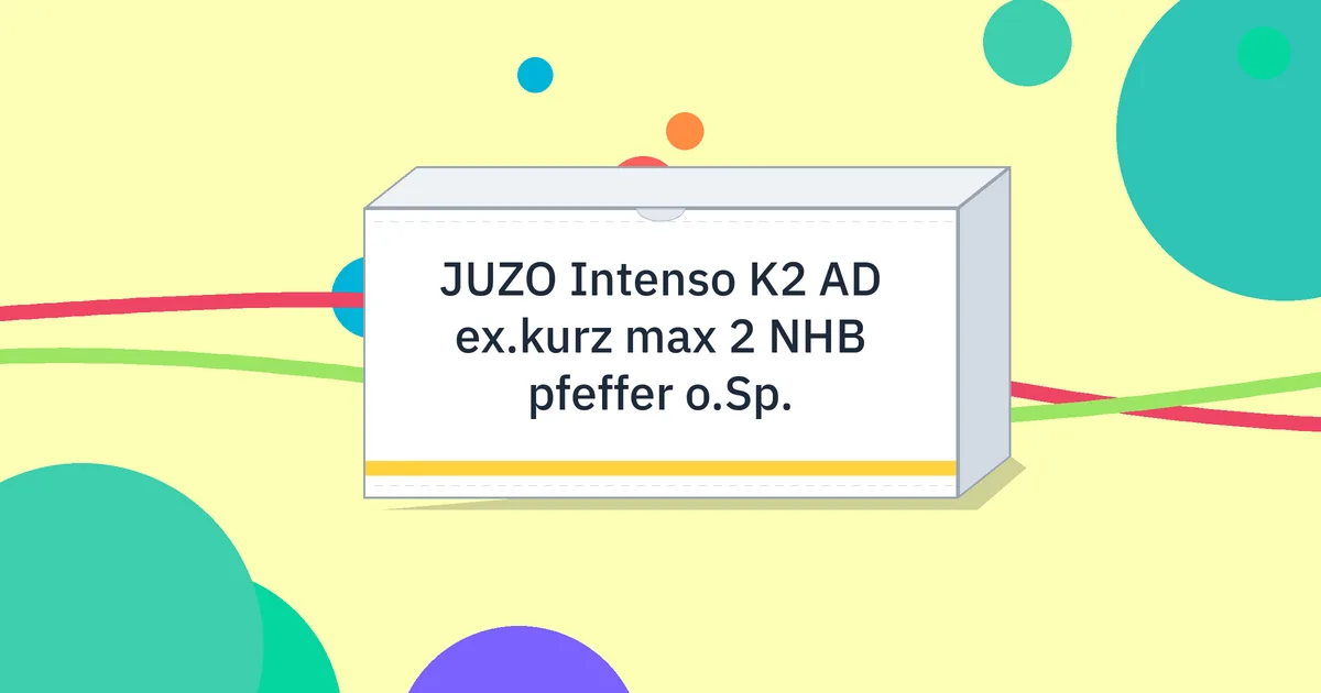 Symbolbild: Packung mit der Aufschrift JUZO Intenso K2 AD ex.kurz max 2 NHB pfeffer o.Sp. (PZN 18620766) – Verfügbarkeit und Bezug in Apotheken in Frankfurt am Main
