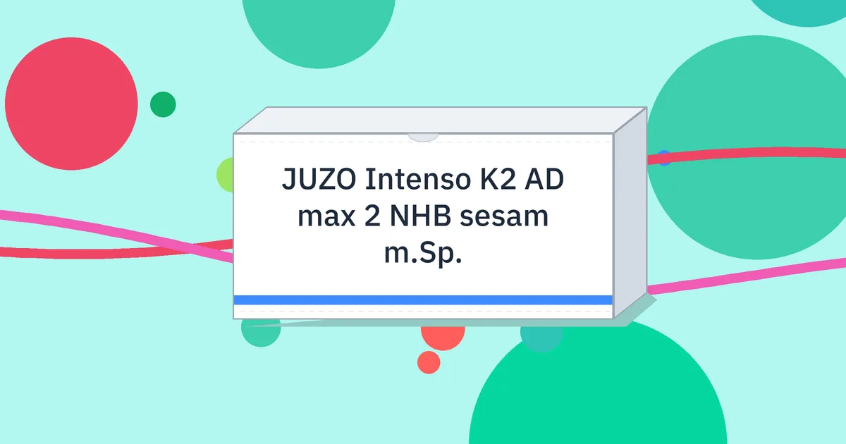 Symbolbild: Packung mit der Aufschrift JUZO Intenso K2 AD max 2 NHB sesam m.Sp. (PZN 18612732) – Verfügbarkeit und Bezug in Apotheken in Frankfurt am Main