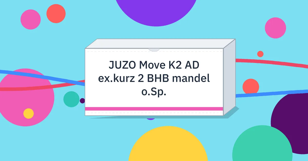 Symbolbild: Packung mit der Aufschrift JUZO Move K2 AD ex.kurz 2 BHB mandel o.Sp. (PZN 16341973) – Verfügbarkeit und Bezug in Apotheken in Frankfurt am Main