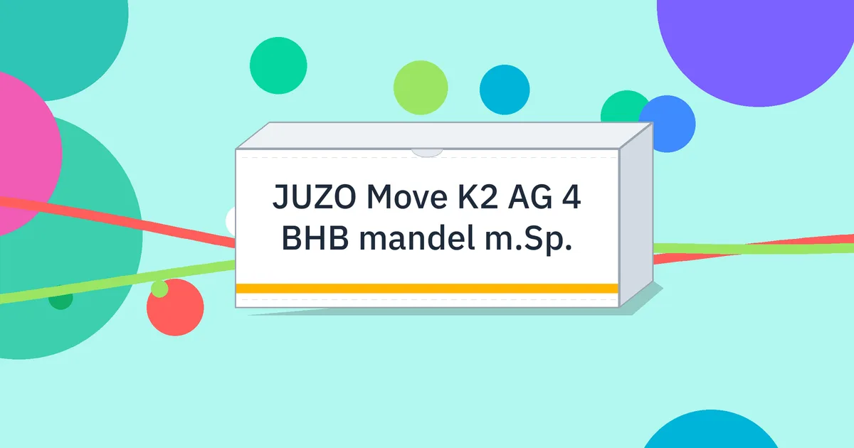 Symbolbild: Packung mit der Aufschrift JUZO Move K2 AG 4 BHB mandel m.Sp. (PZN 16637797) – Verfügbarkeit und Bezug in Apotheken in Frankfurt am Main