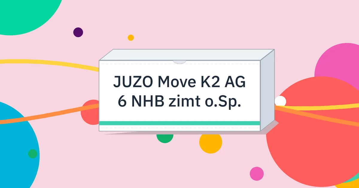 Symbolbild: Packung mit der Aufschrift JUZO Move K2 AG 6 NHB zimt o.Sp. (PZN 18525743) – Verfügbarkeit und Bezug in Apotheken in Frankfurt am Main