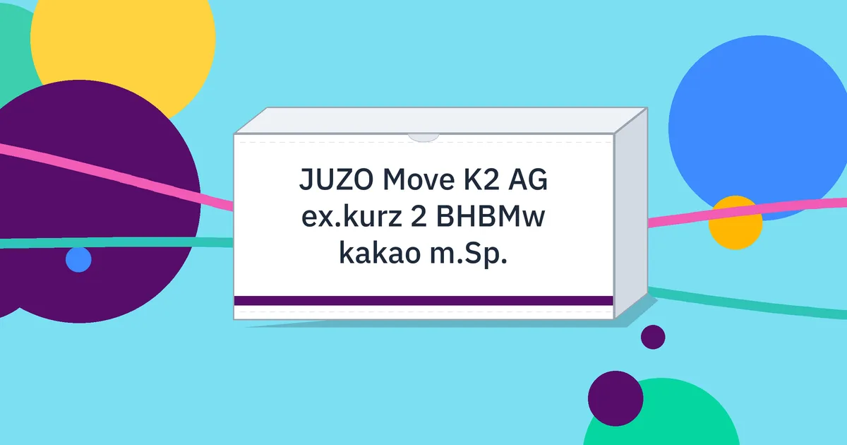 Symbolbild: Packung mit der Aufschrift JUZO Move K2 AG ex.kurz 2 BHBMw kakao m.Sp. (PZN 18564453) – Verfügbarkeit und Bezug in Apotheken in Frankfurt am Main
