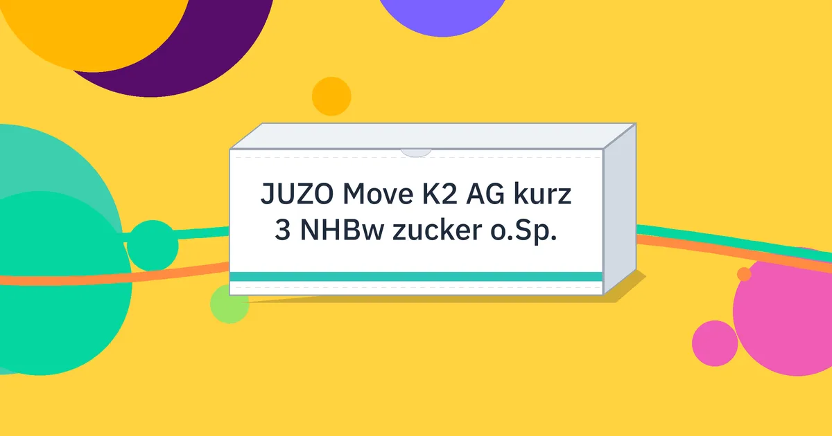 Symbolbild: Packung mit der Aufschrift JUZO Move K2 AG kurz 3 NHBw zucker o.Sp. (PZN 18528948) – Verfügbarkeit und Bezug in Apotheken in Frankfurt am Main