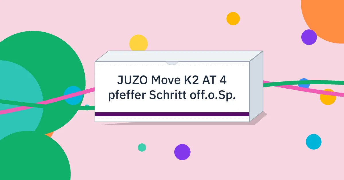 Symbolbild: Packung mit der Aufschrift JUZO Move K2 AT 4 pfeffer Schritt off.o.Sp. (PZN 20669573) – Verfügbarkeit und Bezug in Apotheken in Frankfurt am Main