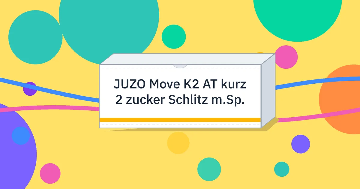 Symbolbild: Packung mit der Aufschrift JUZO Move K2 AT kurz 2 zucker Schlitz m.Sp. (PZN 20674628) – Verfügbarkeit und Bezug in Apotheken in Frankfurt am Main