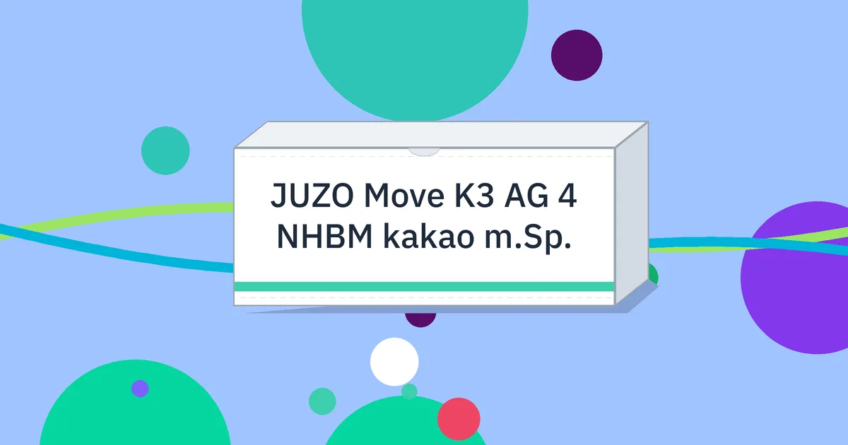 Symbolbild: Packung mit der Aufschrift JUZO Move K3 AG 4 NHBM kakao m.Sp. (PZN 18586696) – Verfügbarkeit und Bezug in Apotheken in Frankfurt am Main